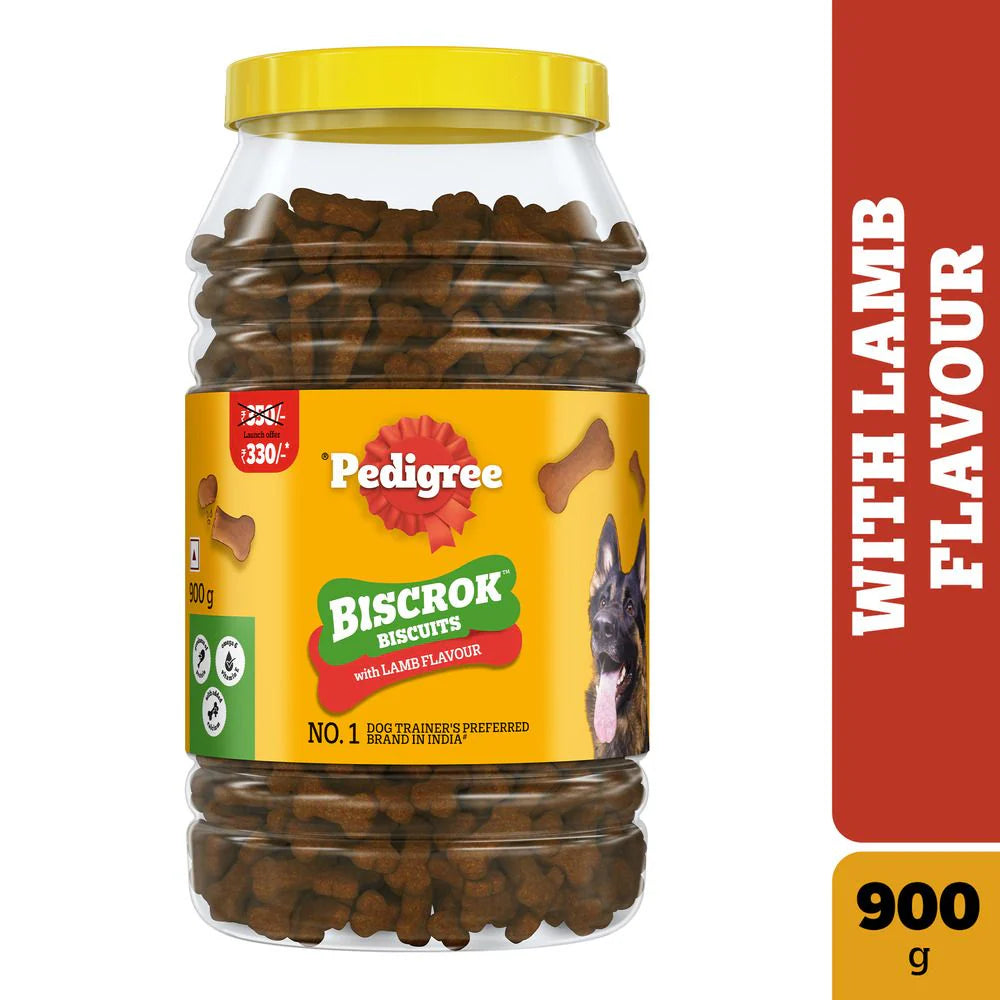 Pedigree Biscrok Biscuits with Lamb Flavor Dog Treats 900g